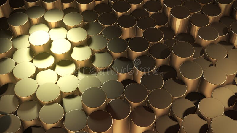 3D Rendering of Abstract Cylindrical Geometric Gold Surfaces in Virtual ...