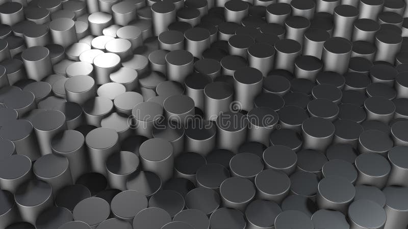 3D Rendering of Abstract Cylindrical Geometric Metallic Surfaces in ...
