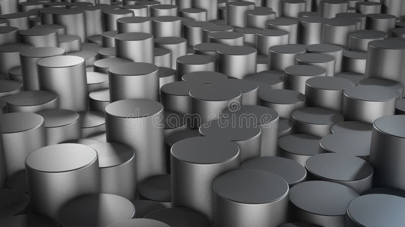 3D Rendering of Abstract Cylindrical Geometric Metallic Surfaces in ...