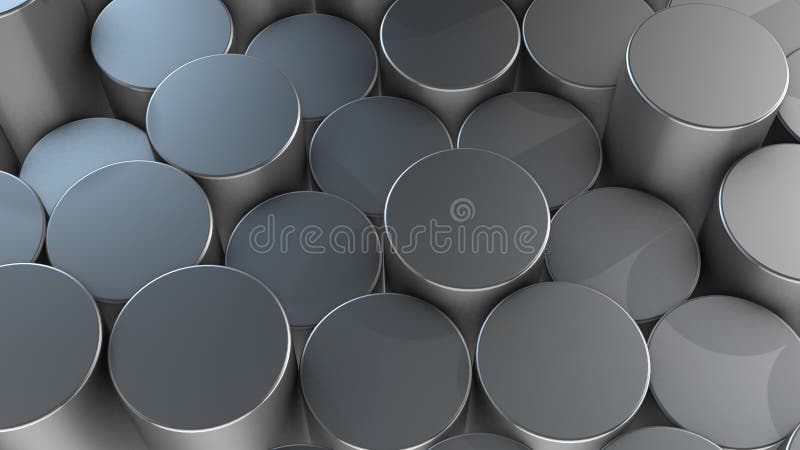3D Rendering of Abstract Cylindrical Geometric Metallic Surfaces in ...