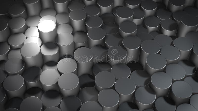 3D Rendering of Abstract Cylindrical Geometric Metallic Surfaces in ...