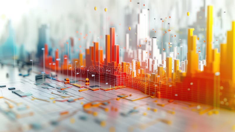 3d Rendering of Abstract Financial Chart on Blurred Background ...
