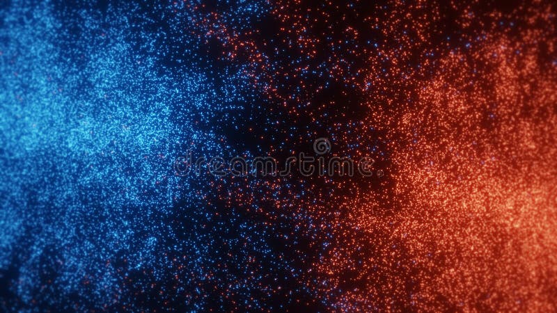 3D Rendering of Abstract Fire and Ice Element Dot Particles Against Vs ...