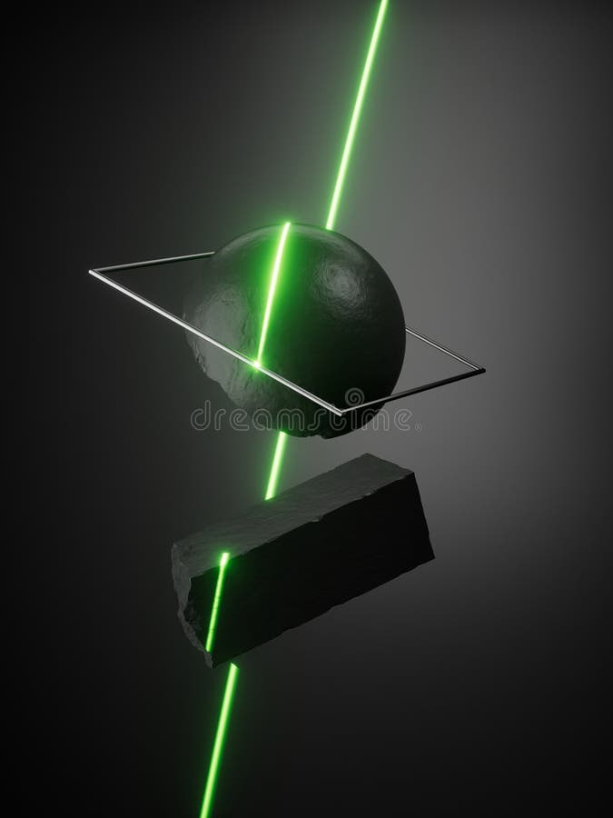 3D Rendering. Abstract Futuristic Composition of Geometric Objects ...