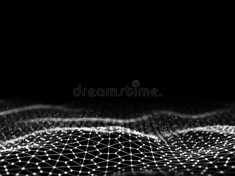 3d Rendering Abstract Futuristic Dots and Lines. Computer Geometric ...