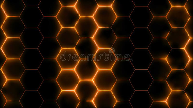 3d Rendering Of Abstract Futuristic Hexagonal Mesh With Light Effects Stock Illustration