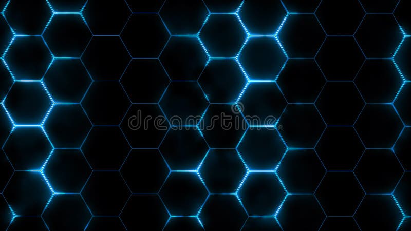 3d Rendering Of Abstract Futuristic Hexagonal Mesh With Light Effects Stock Illustration