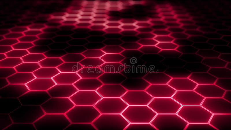 3d Rendering Of Abstract Futuristic Hexagonal Mesh With Light Effects Stock Illustration