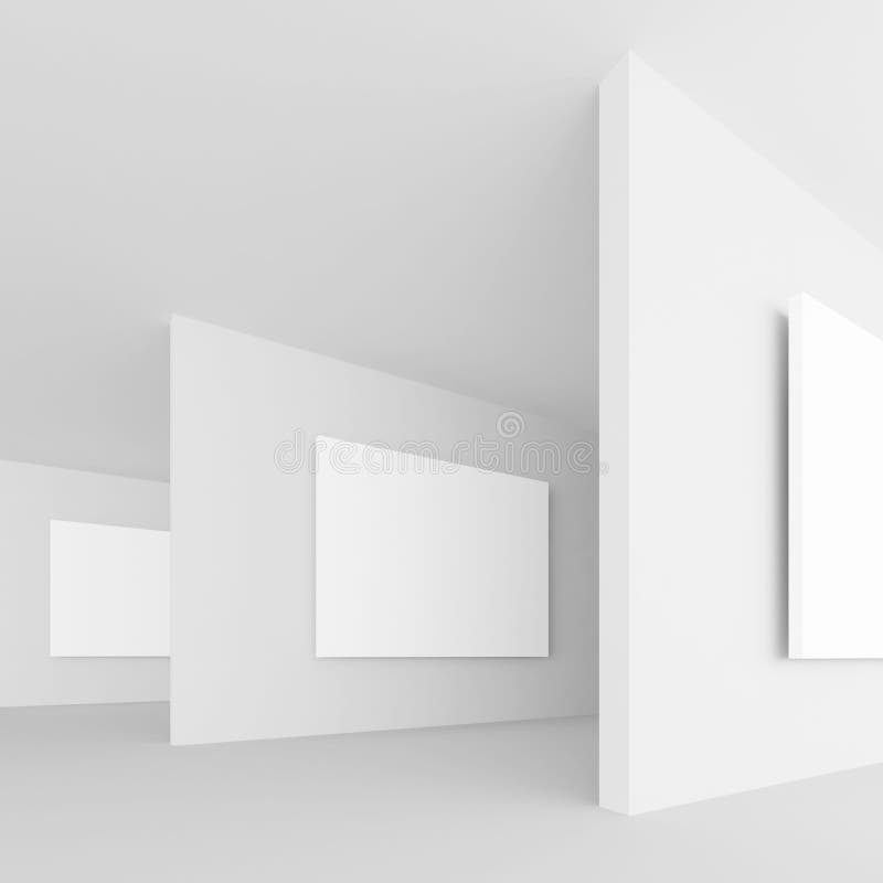 3d Rendering of Abstract Gallery Interior. White Retro Architect Stock ...