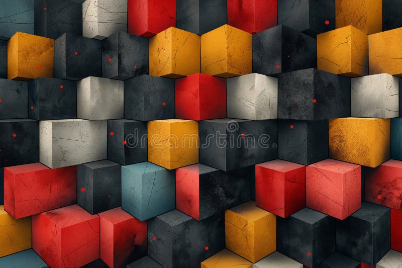 3d Rendering of Abstract Geometric Background with Cubes in Black and ...