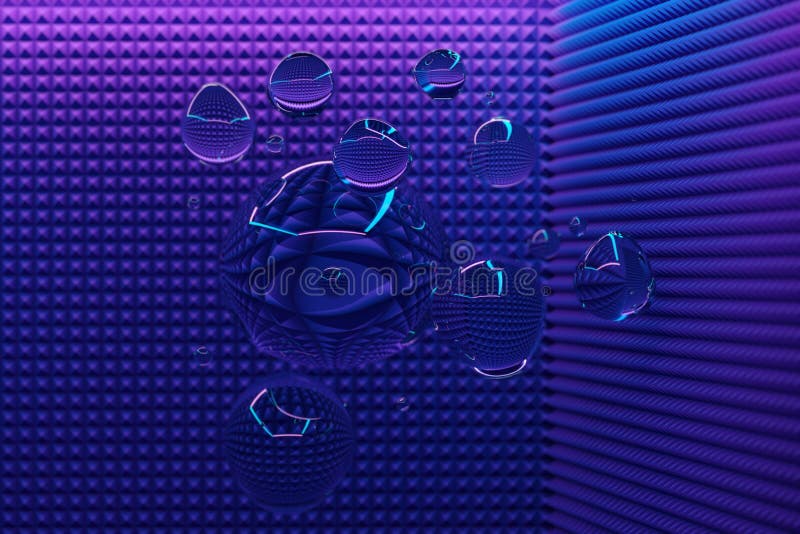 3D Rendering Abstract Geometric Background of Flying Water Balls on ...