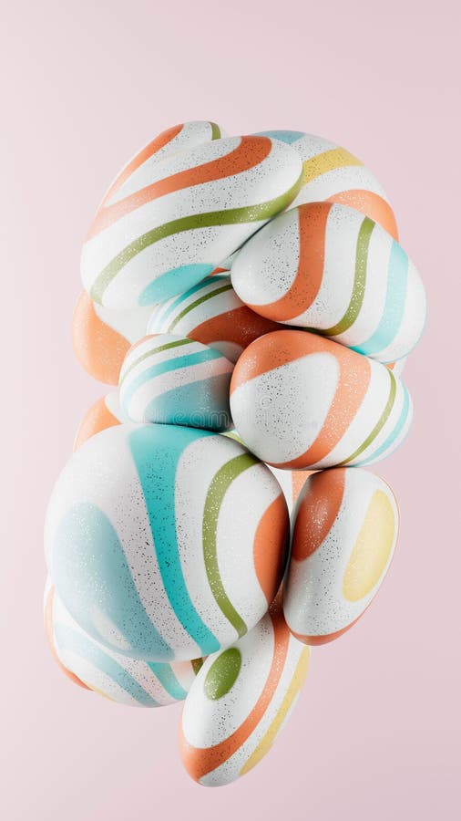 3D Rendering of Abstract Geometric Crumpled Sphere Shaped Objects in a ...