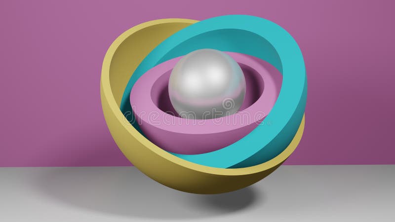 Abstract Geometric Shape Egg with Three Layers Located Inside a Pearl ...