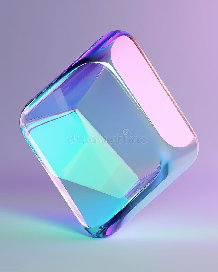 3d Rendering Of Abstract Geometric Shape Made Of Glass Material For Use As A Design Element In
