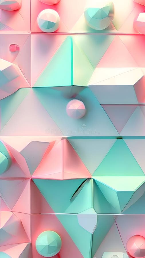 3d Rendering of Abstract Geometric Shapes in Pastel Color Background ...