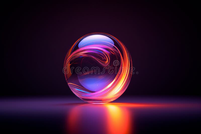 3d Rendering of an Abstract Glass Ball with Glowing Light Stock ...