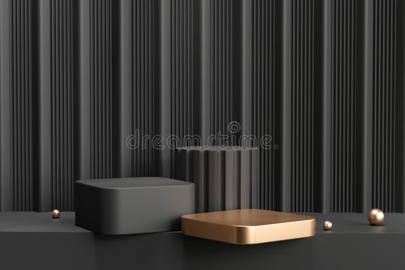 3D Rendering Abstract Gold Platform Podium Product Presentation ...