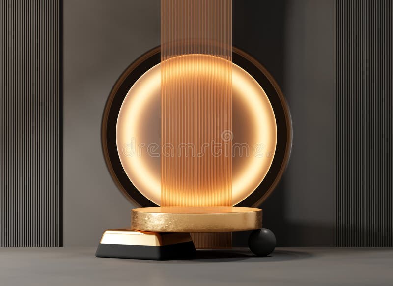 3D Rendering Abstract Gold Platform Podium Product Presentation ...