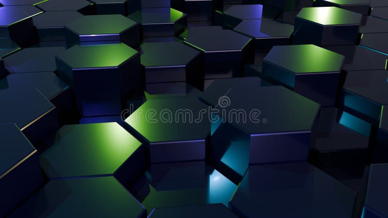 3d Rendering of an Abstract Hexagonal Background Stock Illustration - Illustration of closeup ...