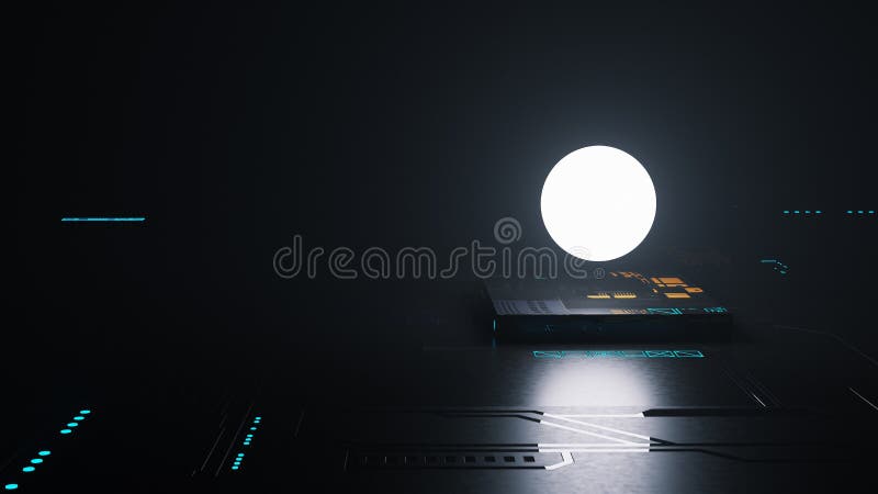 3D Rendering Abstract Light Ball Futuristic Circuit Board 3D ...