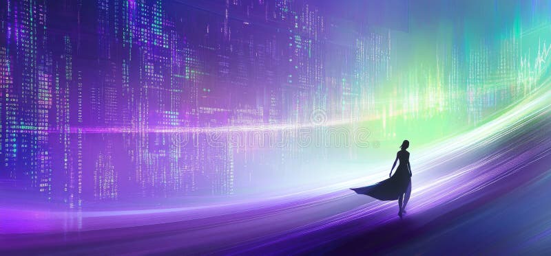 3D Rendering of Abstract Man in a Science Fiction Digital World Stock ...