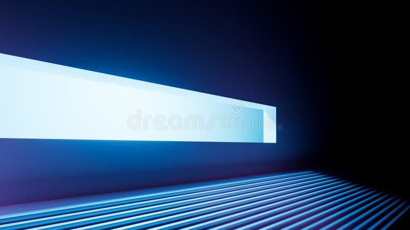 3D Rendering Of Long Futuristic Neon Corridor Going Into Perspective ...