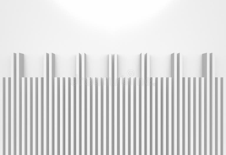 3d Rendering. Abstract Modern White Long Bars Panel Wall Design Vintage ...