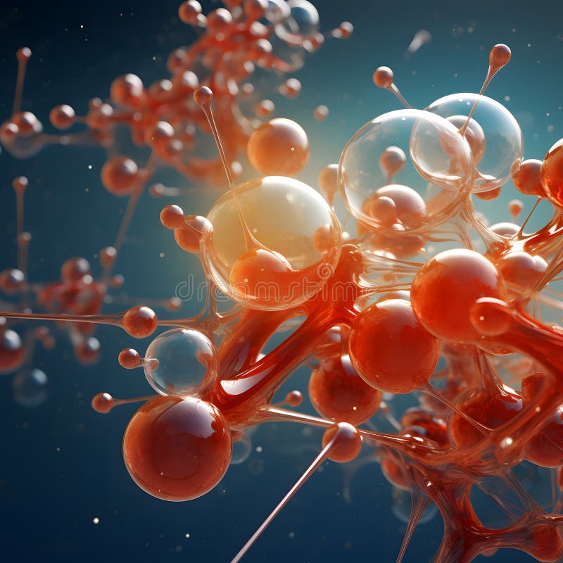 3d Rendering of Abstract Molecules on a Blue Background. Stock ...