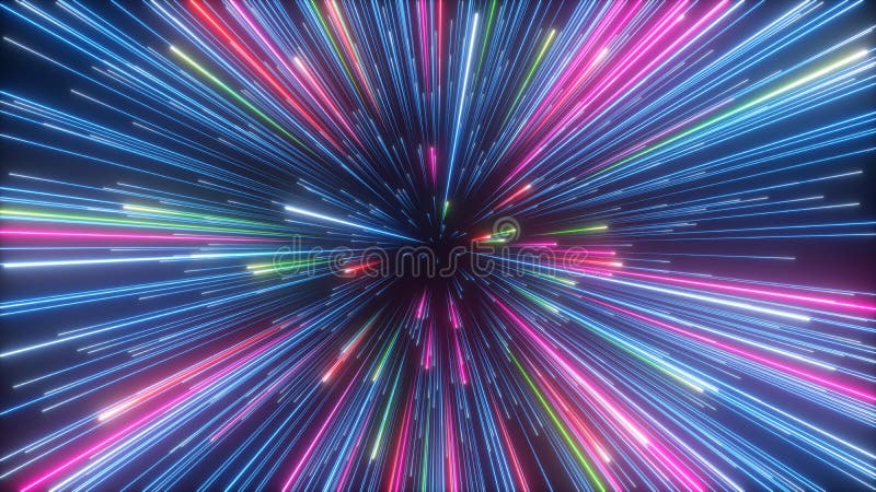 3d Rendering, Abstract Neon Background with Colorful Firework, Glowing ...