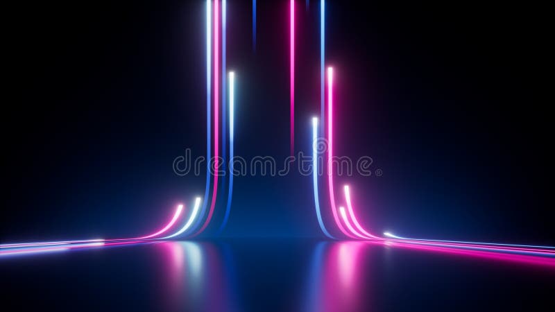 3d Rendering, Abstract Neon Background. Modern Wallpaper with Glowing ...