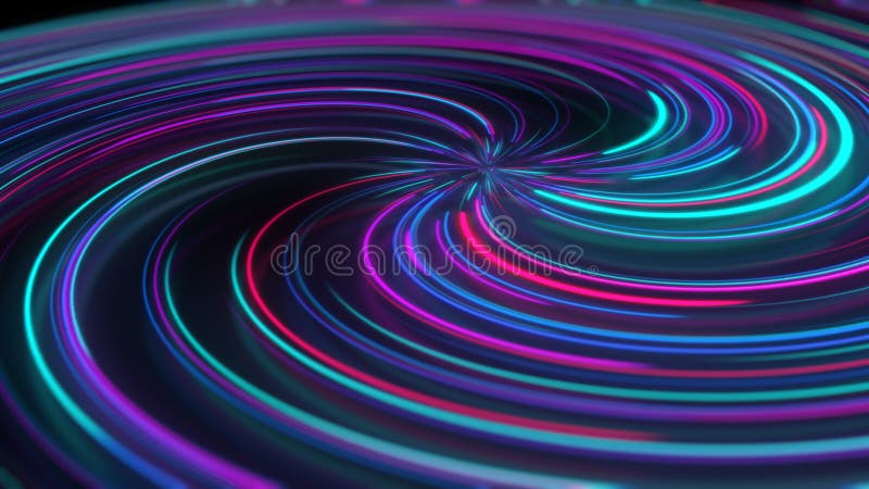 3D Rendering Abstract Neon Spiral with Reflection in the Form of Light ...