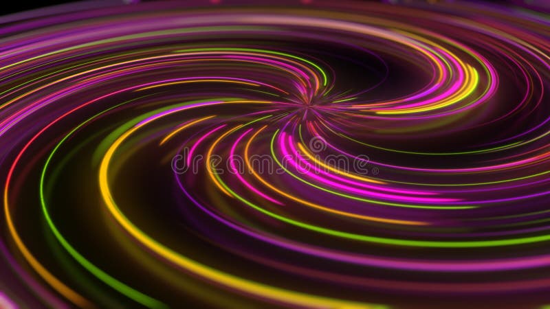 3D Rendering Abstract Neon Spiral with Reflection in the Form of Light ...