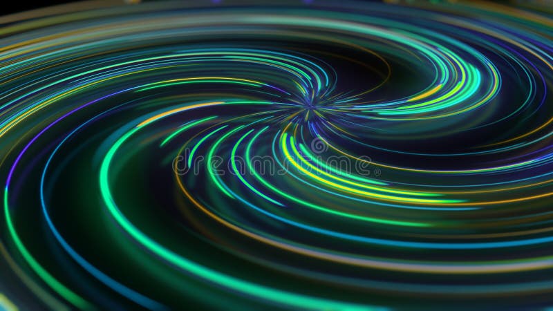 3D Rendering Abstract Neon Spiral with Reflection in the Form of Light ...