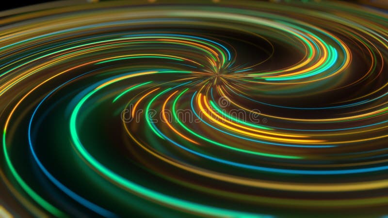 3D Rendering Abstract Neon Spiral with Reflection in the Form of Light ...