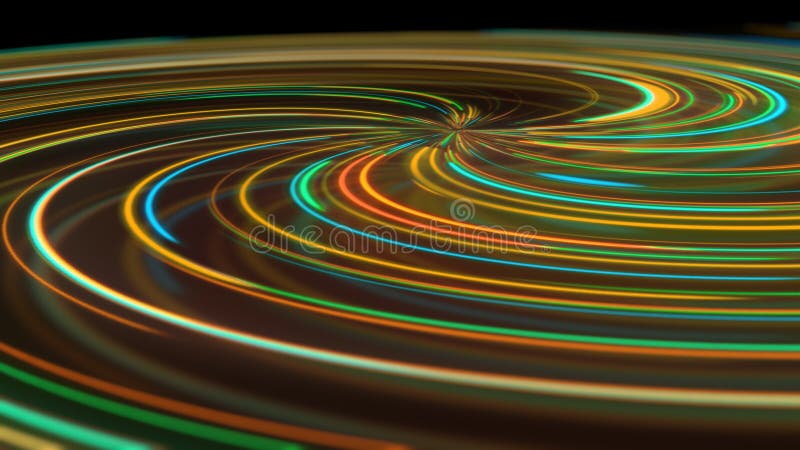 3D Rendering Abstract Neon Spiral with Reflection in the Form of Light ...