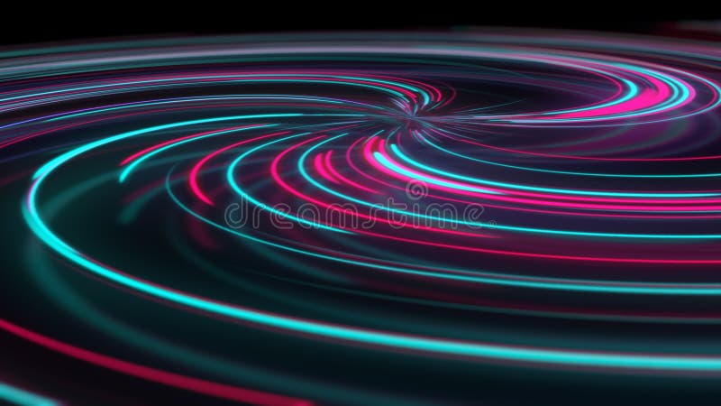 3D Rendering Abstract Neon Spiral with Reflection in the Form of Light ...