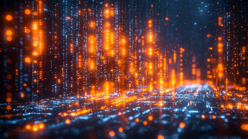 A 3D Rendering of an Abstract Network Featuring Random Programming Code, Illustrating Concepts ...