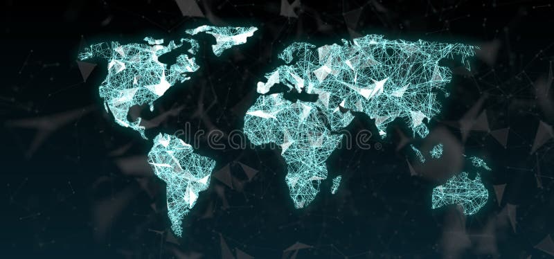 Network Plexus Connection Net on World Map Stock Illustration ...