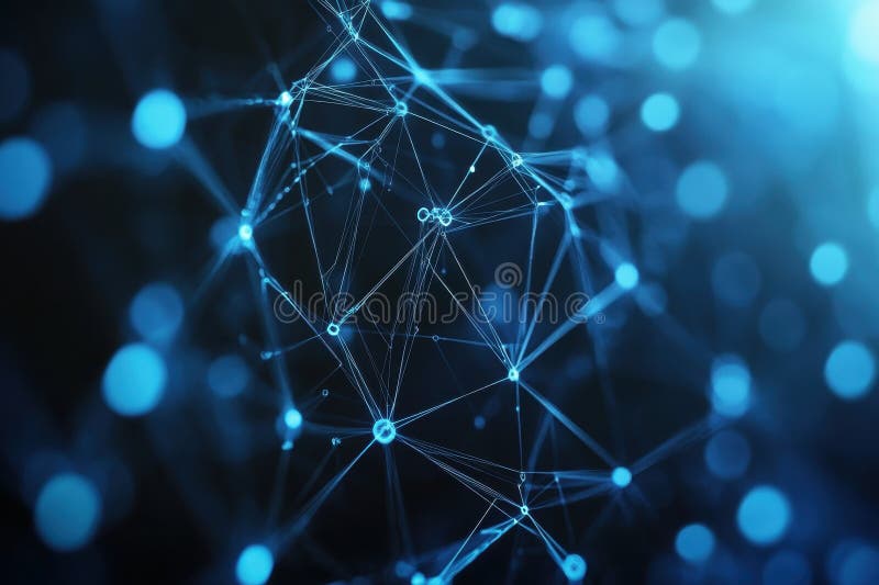 Abstract Blue Network Structure with Glowing Nodes Stock Illustration ...