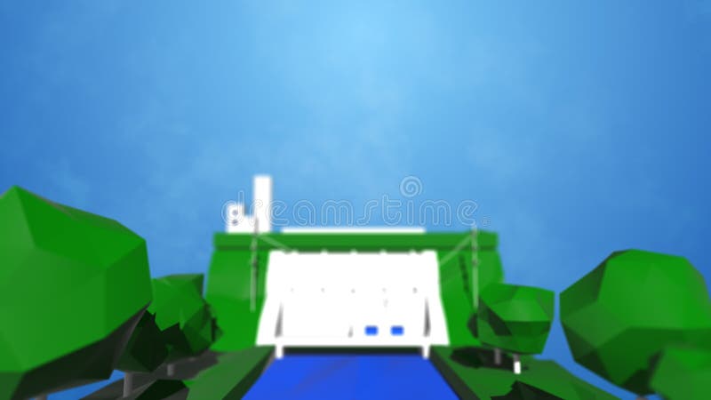 3d Rendering of Abstract Ow Polygonal Geometric Trees on Island. Stock ...