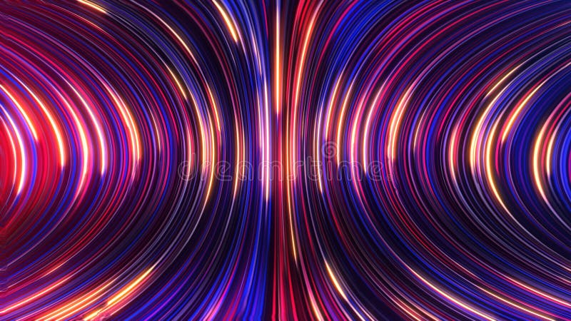 3D Rendering of an Abstract Panoramic Neon Background with Glowing Rays ...