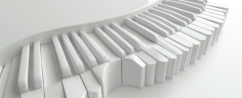3D Rendering of Abstract Piano Keys on White Background Stock ...