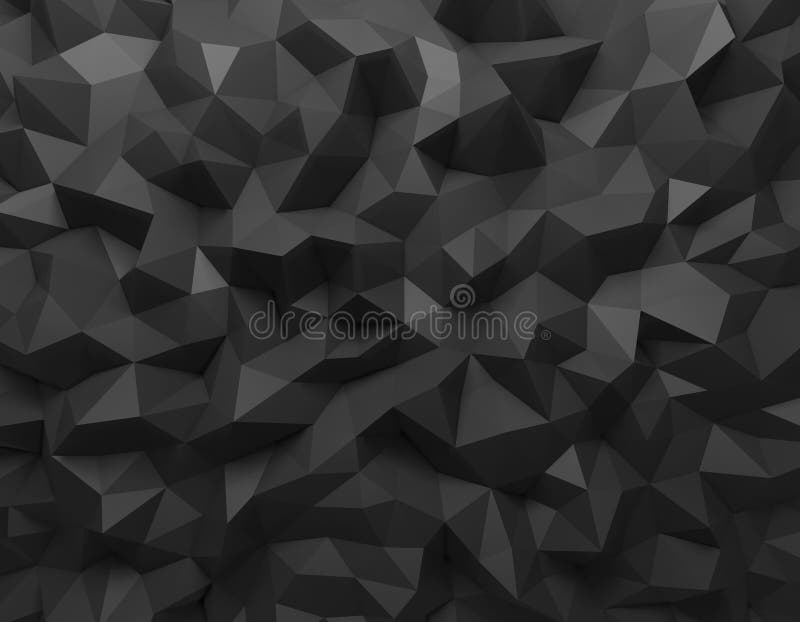 3d Rendering Abstract Polygonal Surface in Black. Low Poly Background ...