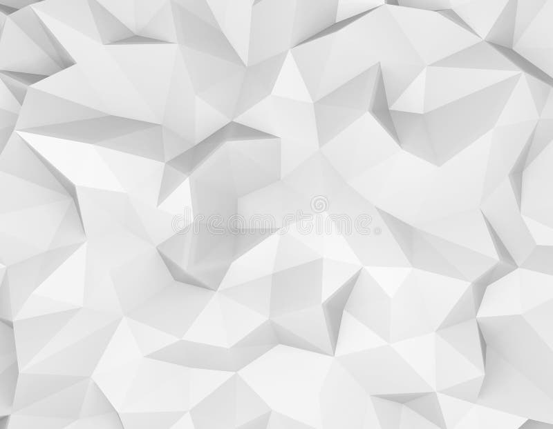 3d Rendering Abstract Polygonal Surface in White. Low Poly Background ...