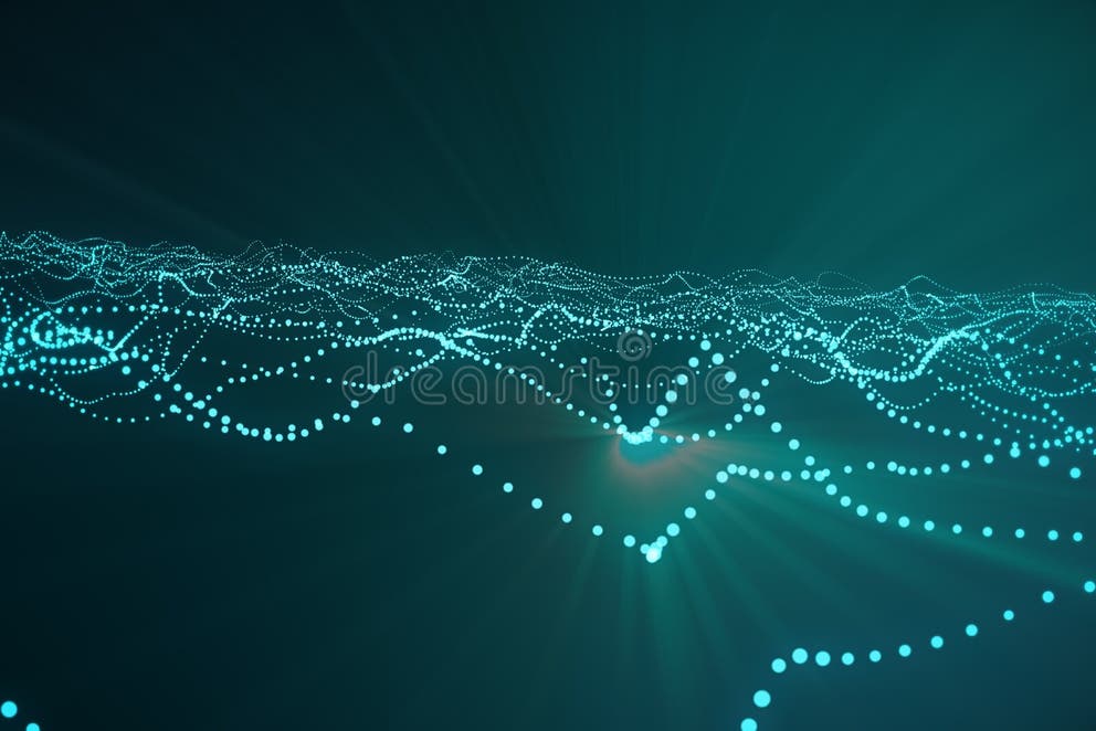 3d Rendering Abstract Polygonal Wave Background With Connecting Dots And Lines Connection