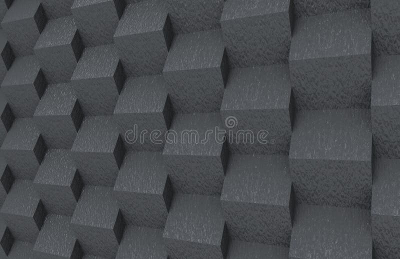 3d Rendering. Abstract Random Dark Stone Square Boxes Stack Wall Design ...