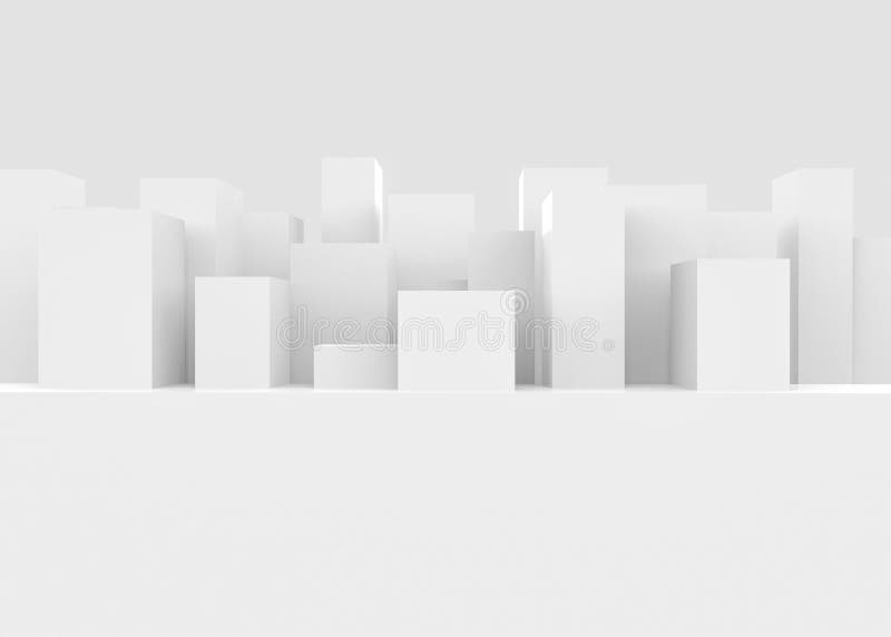3d Rendering. Abstract Random White Cube Boxes on Copy Space Rectangle ...