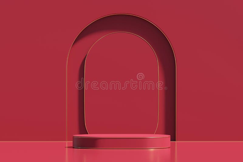 3D Rendering Abstract Red Platform Podium Product Presentation ...