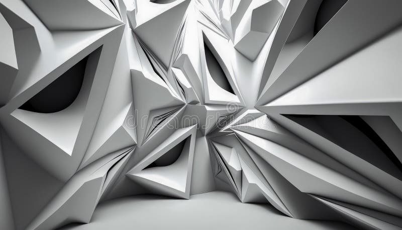 3d Rendering of an Abstract Room with White and Black Shapes ...