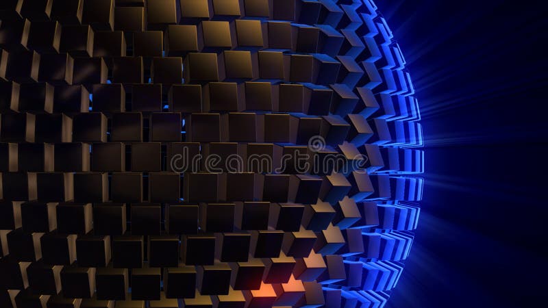 3D Rendering of an Abstract Sphere from Volumetric Cubic Blocks ...